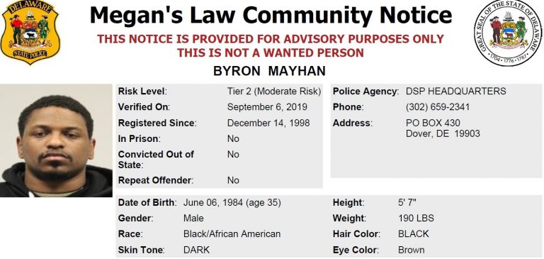 Homeless Sex Offender Notification - Delaware State Police - State of ...